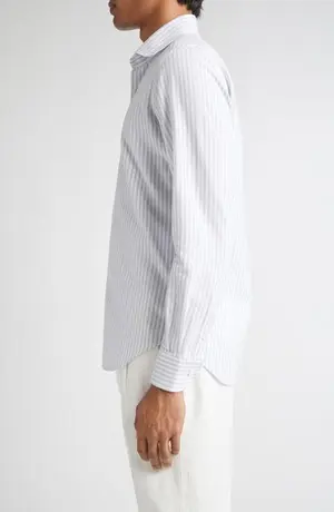 Eleventy Stripe Brushed Oxford Button-up Shirt