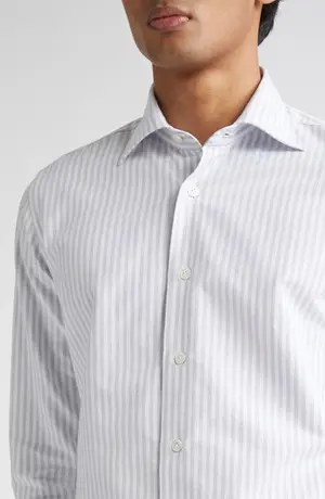 Eleventy Stripe Brushed Oxford Button-up Shirt