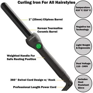 JOSE EBER Clipless Curling Iron 1" Ceramic Barrel