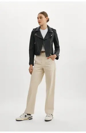 LAMARQUE Donna Leather Biker Jacket - Black