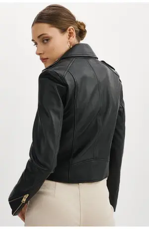 LAMARQUE Donna Leather Biker Jacket - Black