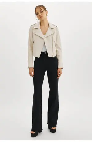 LAMARQUE Donna Leather Biker Jacket - Bone
