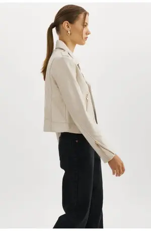 LAMARQUE Donna Leather Biker Jacket - Bone