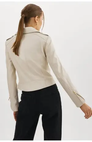 LAMARQUE Donna Leather Biker Jacket - Bone