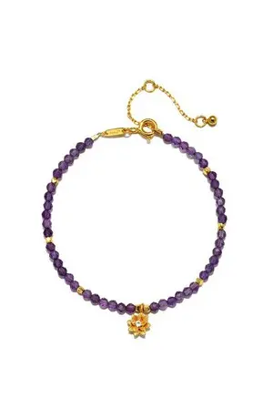 SATYA JEWELRY Amethyst Lotus Bracelet - Purple