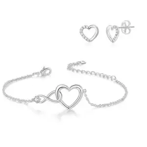 DONATELLO GIAN Sterling Heart Bracelet And Earrings Set - Silver