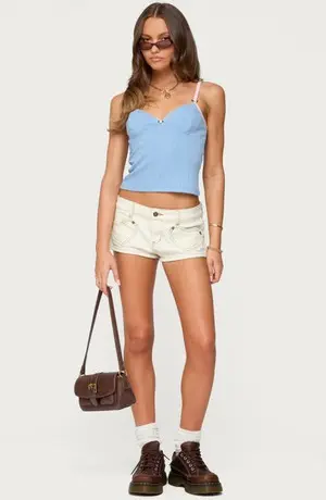 EDIKTED Cosette Crop Camisole - Light-blue