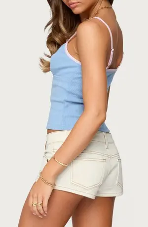 EDIKTED Cosette Crop Camisole - Light-blue