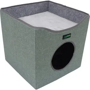 JESPET Foldable Cat Condo Sage Cube House - Green