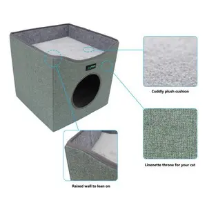 JESPET Foldable Cat Condo Sage Cube House