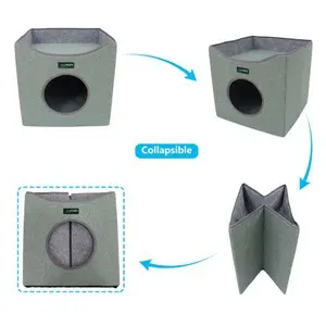JESPET Foldable Cat Condo Sage Cube House