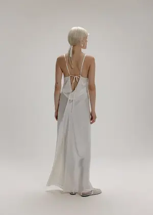 ALAS 100 Silk Slip Maxi Dress - Milk White