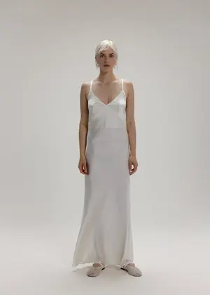 ALAS 100 Silk Slip Maxi Dress - Milk White