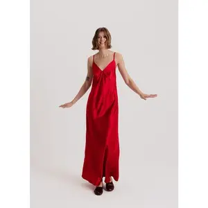 ALAS 100 Silk Slip Maxi Dress - Red