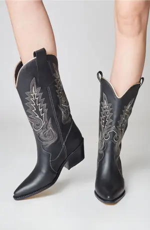 STIVALI NEW YORK Loyal Western Cowboy Boots - Black