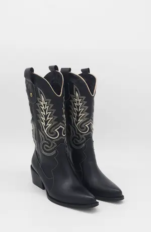 STIVALI NEW YORK Loyal Western Cowboy Boots - Black
