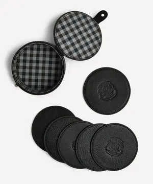Ghurka Coaster Set No. 247 - Vintage Black Leather