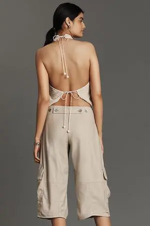 PILCRO Crop Cargo Balloon Pants - Neutral