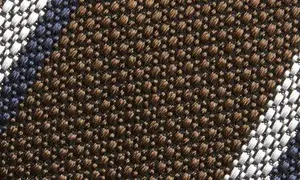 Thom Browne Classic Shadow Stripe Silk Tie - Brown