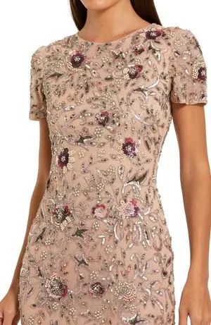 Mac Duggal Floral Embellished Midi Dress
