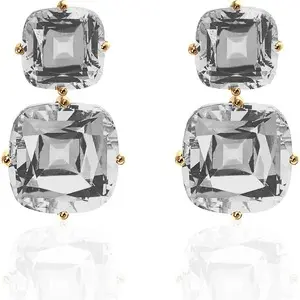 Goshwara Gossip Double Drop Earrings - Clear