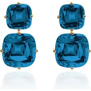 Goshwara Gossip Double Drop Earrings - Deep Blue