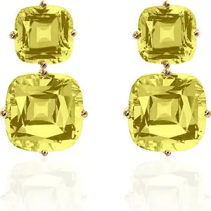 Goshwara Gossip Double Drop Earrings - Lime