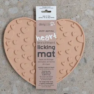 DEXYPAWS Enrichment Lick Mat Blush Heart Grooved Silicone
