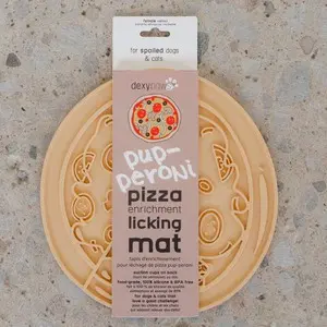 DEXYPAWS Enrichment Lick Mat Pupperoni Pizza Grooved Silicone