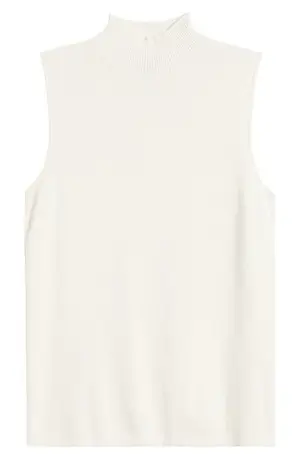 Anne Klein Sleeveless Mock Neck Sweater - White Dove