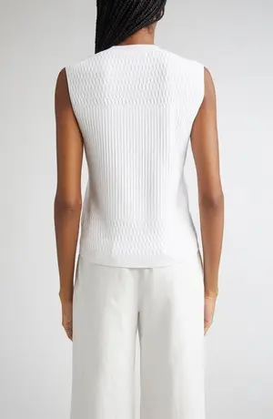 St. John Mixed Stitch Fine Gauge Sleeveless Sweater
