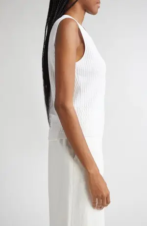 St. John Mixed Stitch Fine Gauge Sleeveless Sweater