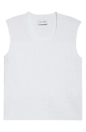 St. John Mixed Stitch Fine Gauge Sleeveless Sweater