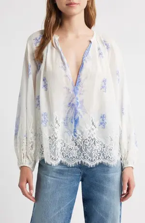LoveShackFancy Dresner Lace Trim Top