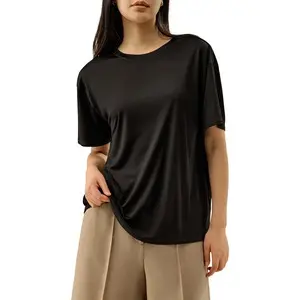 Lilysilk Silk Jersey Oversized Tee - Black