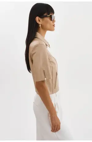 LAMARQUE Sevana Reversible Leather Jacket - Wheat/gold