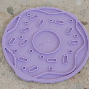 DEXYPAWS Enrichment Lick Mat Lilac Donut Delight Grooved Silicone