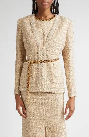 St. John Tweed Jacket With Chain Belt