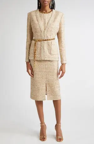 St. John Tweed Jacket With Chain Belt