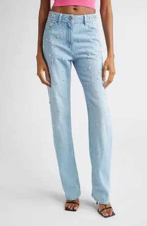 Versace Embellished Straight-leg Jeans