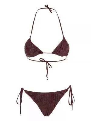 VENUJA Rhinestone-embellished Triangle Bikini - Red
