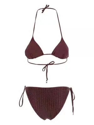 VENUJA Rhinestone-embellished Triangle Bikini - Red
