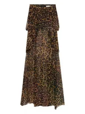 Blumarine Printed Ruffled-detail Skirt - Brown
