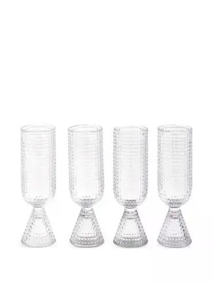 POLSPOTTEN Rooftop Textured Champagne Glasses - White