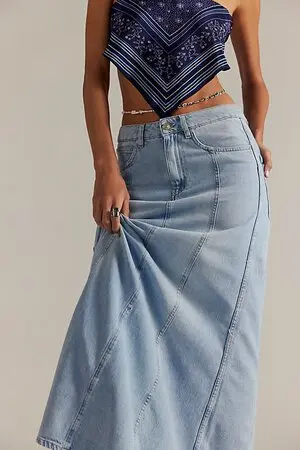Free People We The Free Off-duty Denim Maxi Skirt - Light Outside