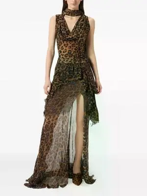 Blumarine Printed Ruffled Skirt - Brown