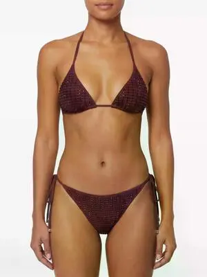 VENUJA Rhinestone-embellished Triangle Bikini - Red