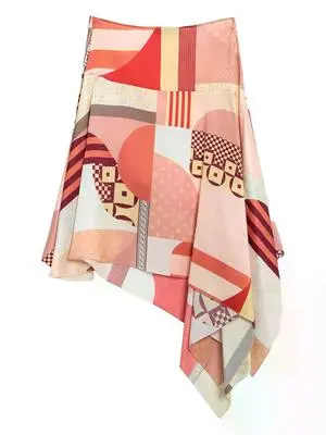 Fendi Asymmetric Graphic-print Skirt - Orange
