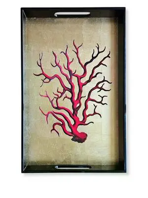 LES-OTTOMANS Coral-print Decorative Tray - Neutrals