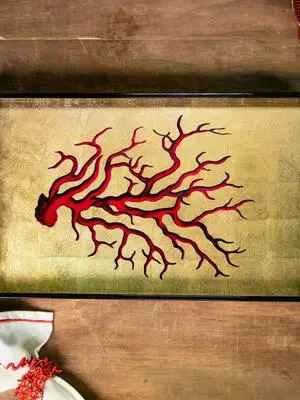 LES-OTTOMANS Coral-print Decorative Tray